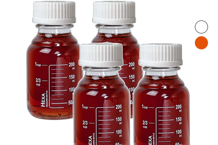 밀폐용기·반찬통 헥사 눈금유리병 250ml 4개 Gl45캡 랩보틀 주스 우유 스무디 공병 오늘의집 쇼핑