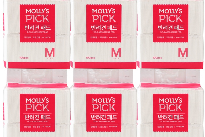 강아지 위생·배변 몰리스픽 반려견 패드 M 100매 X 6개 묶음 오늘의집 쇼핑