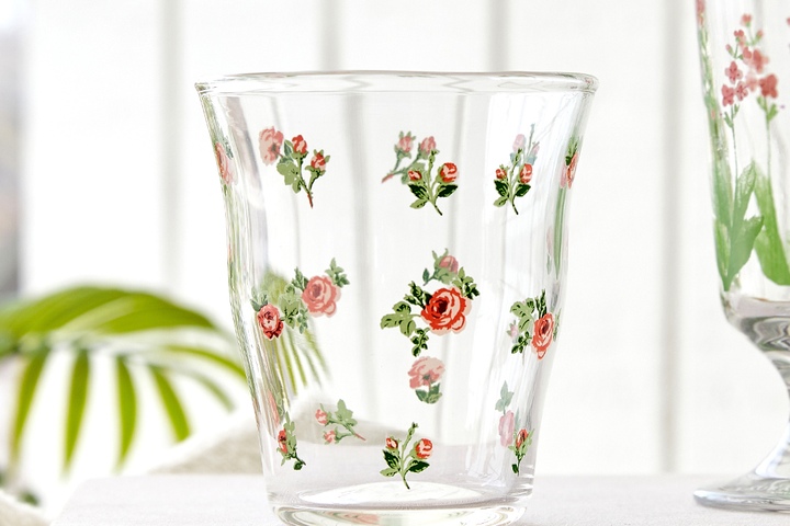유리컵·물컵 컨츄리로즈 웨이브 유리잔 250ml 오늘의집 쇼핑
