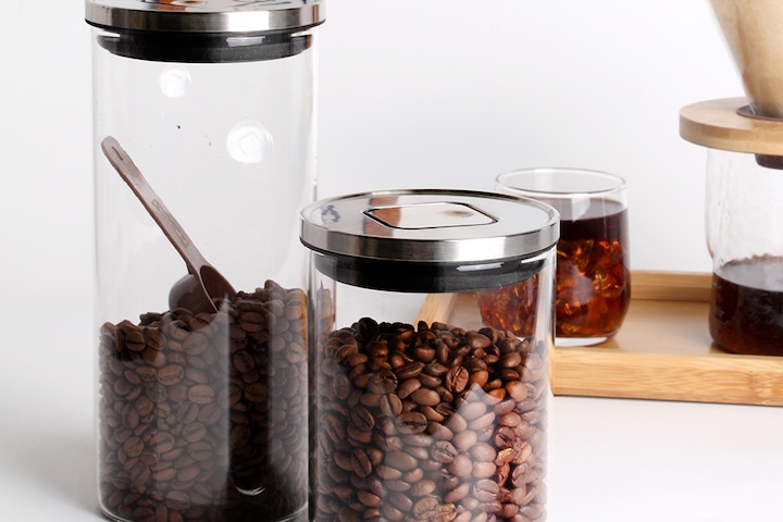 밀폐용기·반찬통 푸쉬락 유리 원두 밀폐용기 800ml 분쇄커피보관 용기 카페파우더통 오늘의집 쇼핑