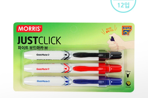 디자인문구 알파 모리스 보드마카 노크식 흑청적3입 1타12입 오늘의집 쇼핑
