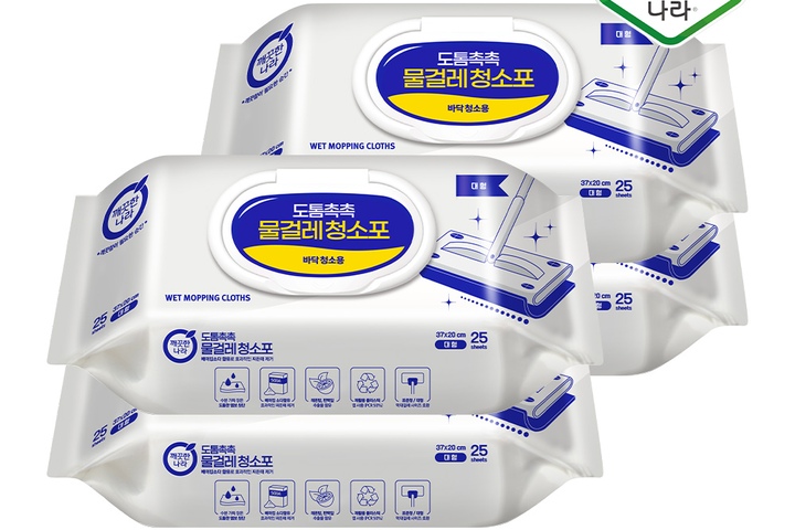 밀대걸레·청소포 도톰촉촉 물걸레 청소포 캡형 25매 X 4팩 오늘의집 쇼핑