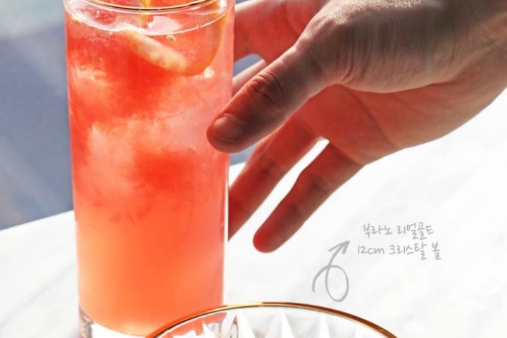유리컵·물컵 아이스 커피 아메리카노 빈티지 레트로 쥬스 유리컵 핀 라인 파인 드링크 485ml 1p 오늘의집 쇼핑