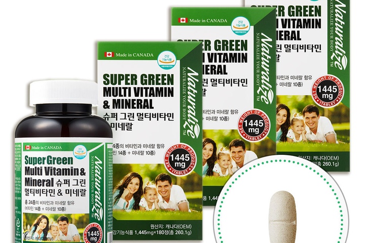 건강기능인증 슈퍼그린 멀티비타민 미네랄 180정 3팩 오늘의집 쇼핑