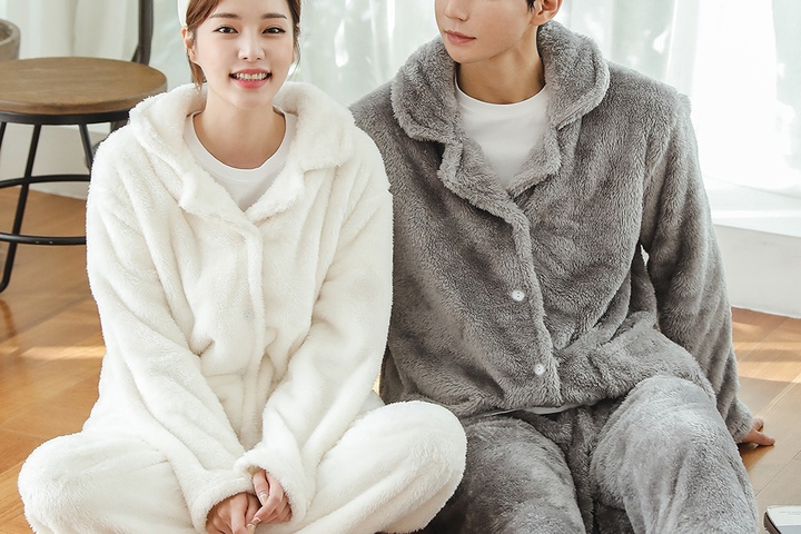 파자마·잠옷 스너그 투피스 털잠옷 여성 남성 겨울 홈웨어 파자마 상하세트 4colors 오늘의집 쇼핑