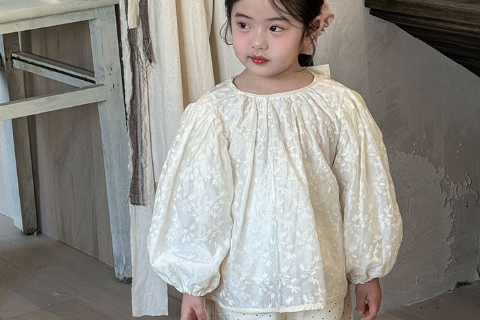 유아패션잡화 퍼프 자수 리본 블라우스 R13517 오늘의집 쇼핑