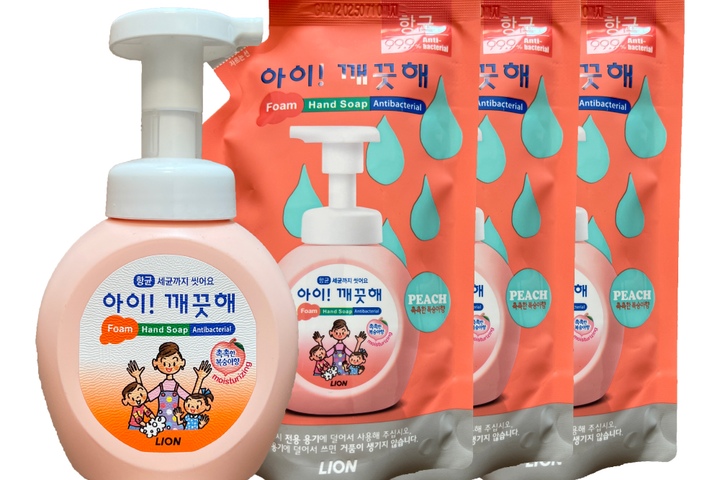 핸드·풋 항균 폼 핸드워시 손세정제 촉촉한 복숭아향 용기 250ml리필 200ml 3개 오늘의집 쇼핑