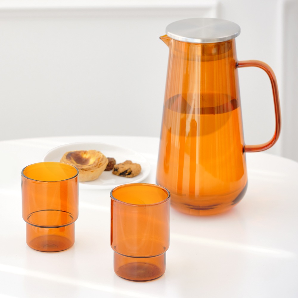 물병·저그·디스펜서 > 플로라 스텐 내열유리 냉장고 물병 1.5L & 내열 유리컵 260ml 2P세트 | 오늘의집 쇼핑