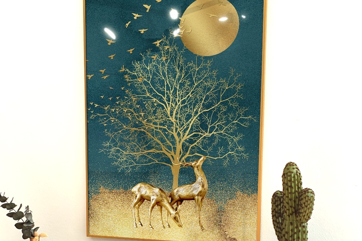 그림·사진 풍수 돈 들어오는 그림 황금 나무 커플 사슴 보름달 인테리어 액자 오늘의집 쇼핑
