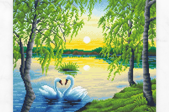 Diy보석십자수 Diy 캔버스형 보석십자수 해질녘 백조 40x50cm 오늘의집 쇼핑