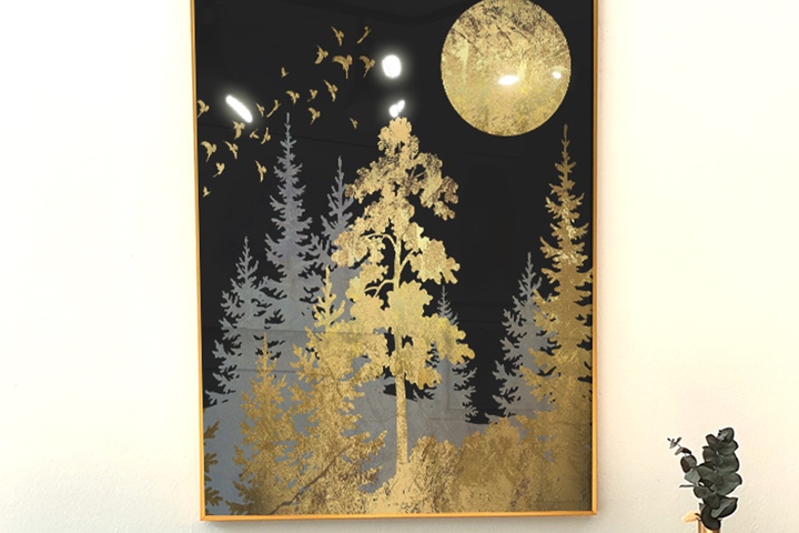 그림·사진 풍수 돈 들어오는 황금 나무 숲과 보름달 풍경화 그림 인테리어 액자 오늘의집 쇼핑