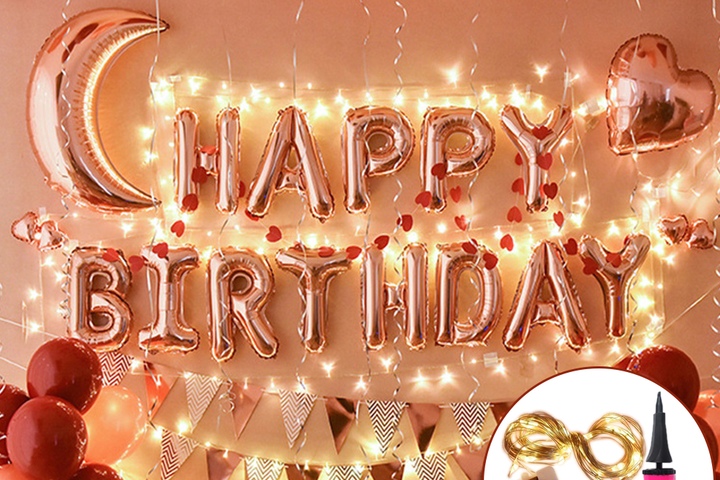 파티·이벤트용품 생일파티 풍선 용품 가랜드 홈파티 Led조명 손펌프 포함 47종 오늘의집 쇼핑