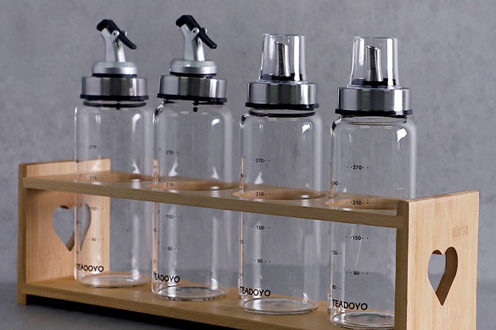 양념통·오일병 킨 혼합 유리 오일병 4칸 트레이 세트 300ml 오늘의집 쇼핑