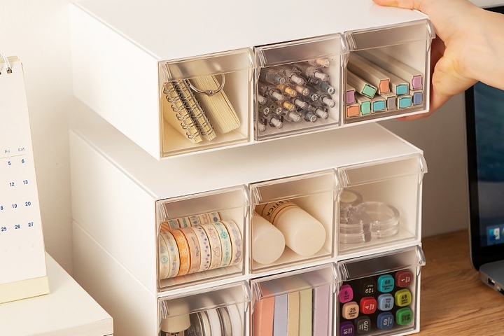 데스크수납·정리 손잡이 미니 서랍 책상 위 서랍 데스크 테리어 정리함 3단 정사각 오늘의집 쇼핑