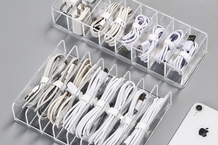 데스크수납·정리 아크릴 칸막이 Usb 케이블 정리함 와이드형 오늘의집 쇼핑