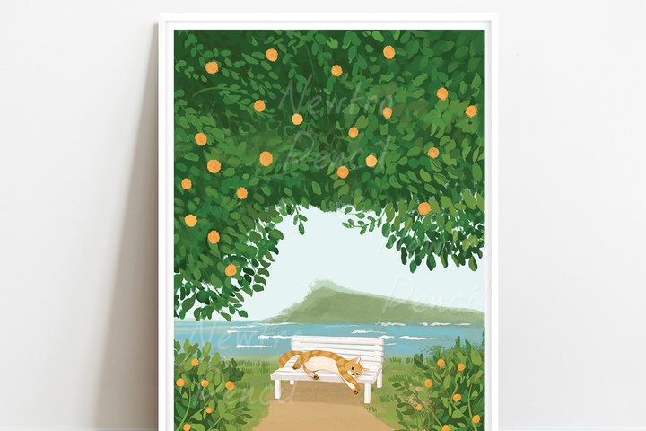 그림·사진 가을 감성 제주 여행 휴식 낮잠 고양이 포스터 엽서 추가 증정 오늘의집 쇼핑
