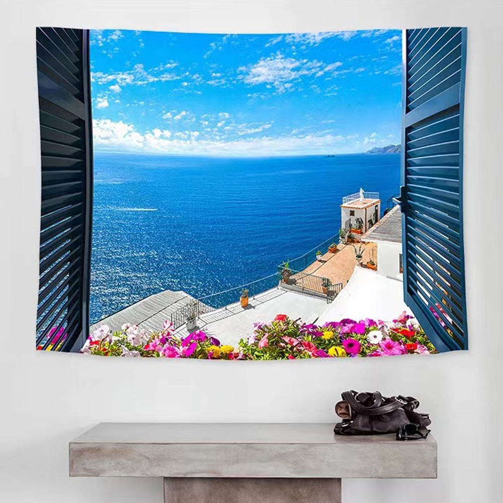 패브릭포스터 대형 패브릭포스터 오션뷰 창문 그림 포스터 액자 벽 가리개 가림막 커튼 오늘의집 쇼핑