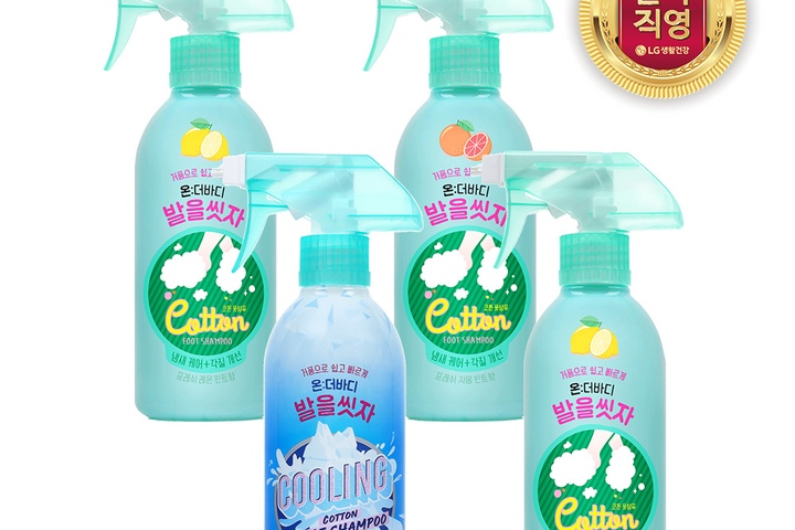핸드·풋 온더바디 발을씻자 코튼 풋샴푸 385ml X 4개 자몽레몬쿨링 오늘의집 쇼핑