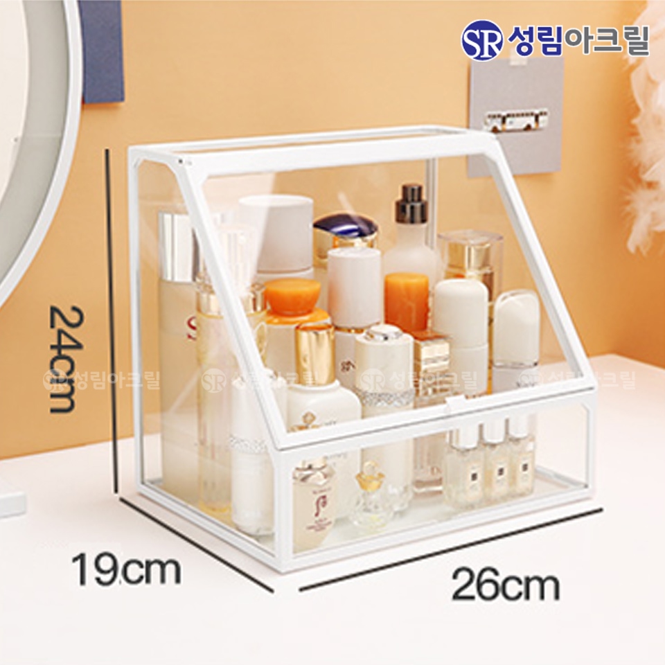 화장품정리용품 화장품 정리함 유리 화장품 정리대 뚜껑있는 Glass멀티화장품정리함화이트 Gwmt 오늘의집 쇼핑