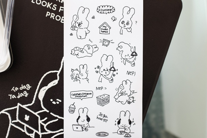 디자인문구 Working Rabbit Doodle 스티커 오늘의집 쇼핑