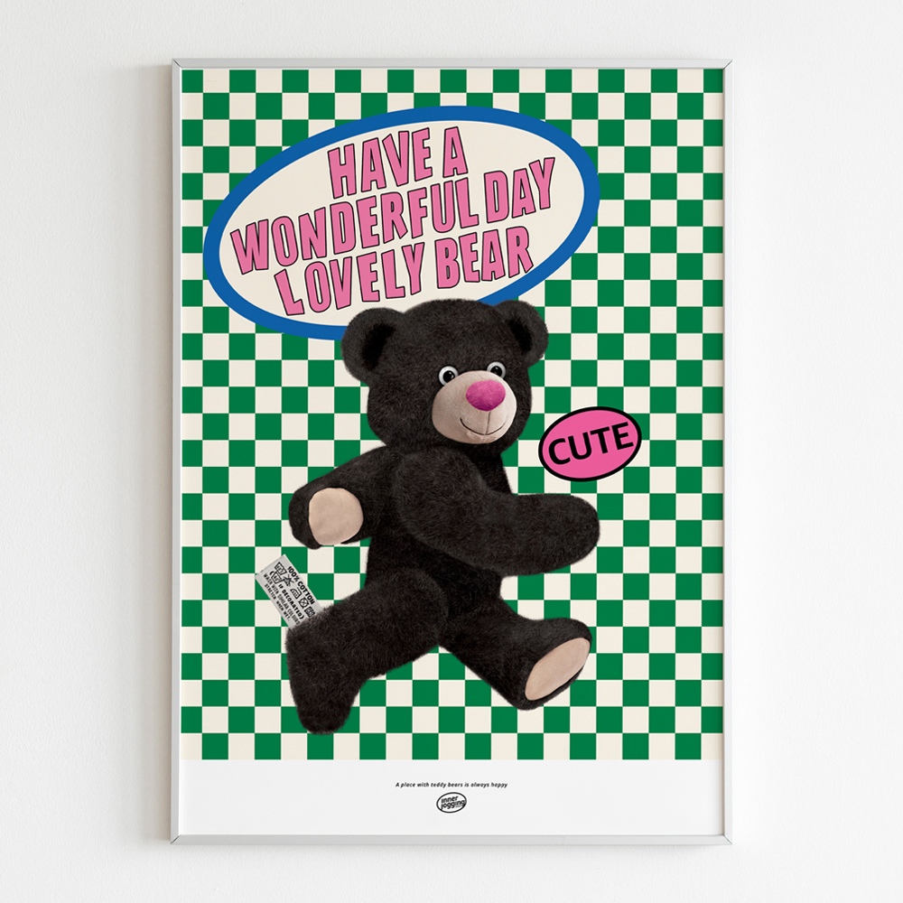 그림·사진 테디베어 그린 체커보드 Teddy Bear 벽장식 벽꾸미기 인테리어 액자 포스터 오늘의집 쇼핑