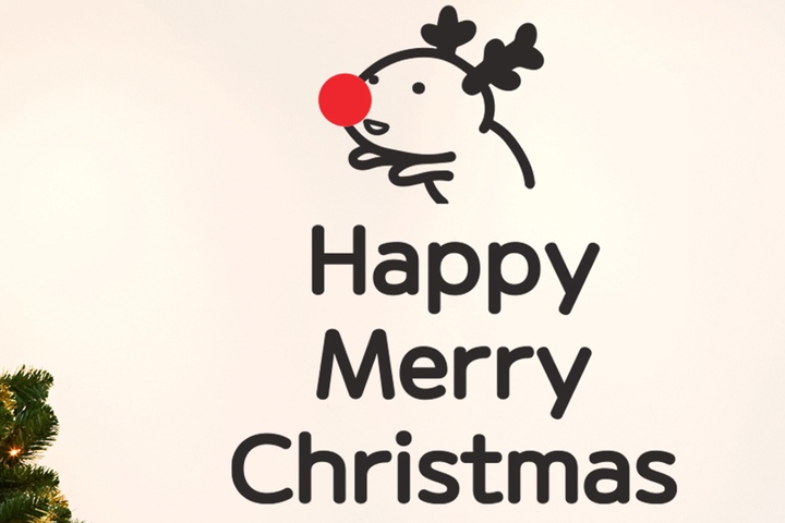 데코스티커 빨간코 루돌프 Happy Merry Christmas 겨울 인테리어 스티커 오늘의집 쇼핑