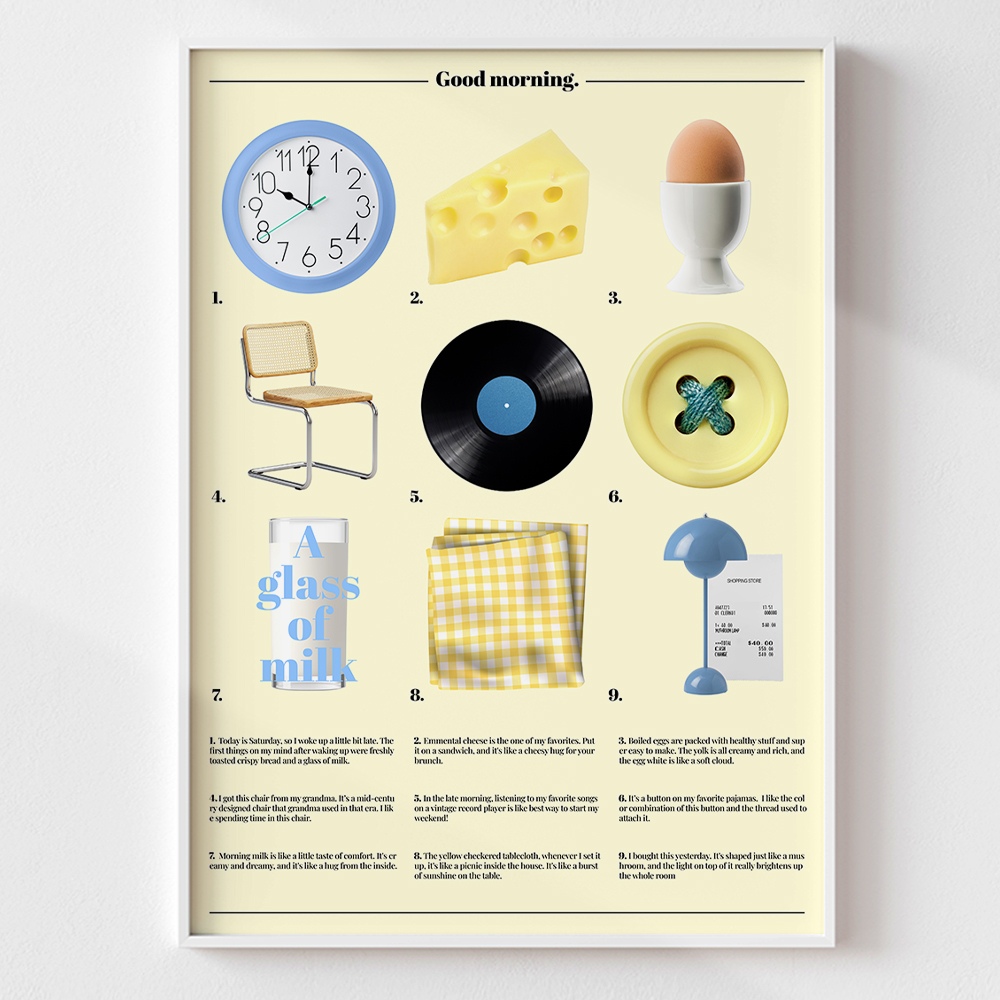 그림·사진 Mid Century Object 콜라주 감성 포스터 그림 액자good Morning 오늘의집 쇼핑