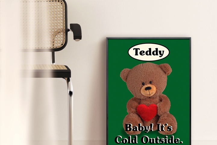 패브릭포스터·그림 윈터 원더랜드 겨울 크리스마스 액자 포스터 49 Teddy Bear Green 오늘의집 쇼핑