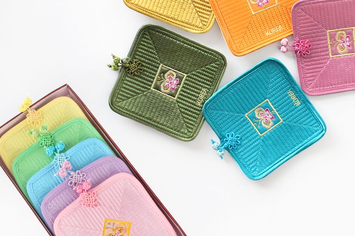 받침·손잡이 4colors 누비 사각 컵받침 5p 전통 티코스터 한옥인테리어 홈카페 한국기념품 오늘의집 쇼핑