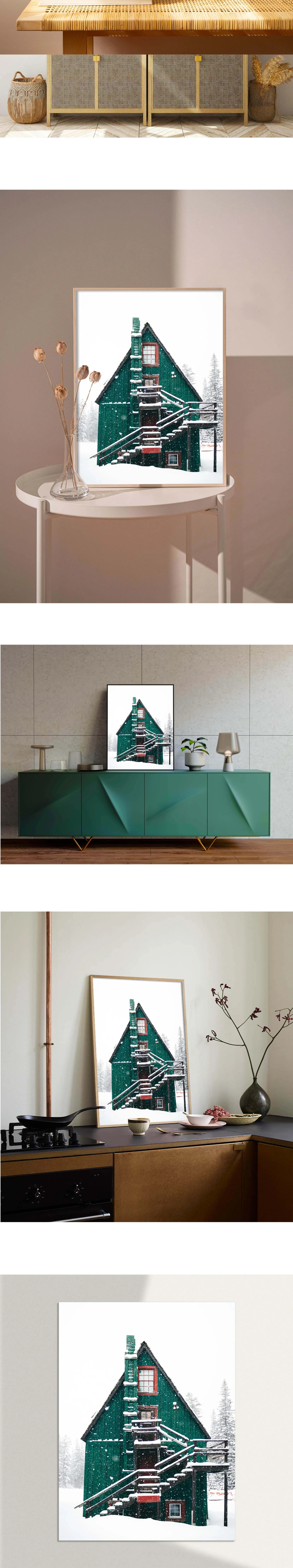 패브릭포스터·그림 > 유럽 겨울 캔버스 알루미늄 사진액자 / 02 눈오는날 그린하우스 | 오늘의집 쇼핑